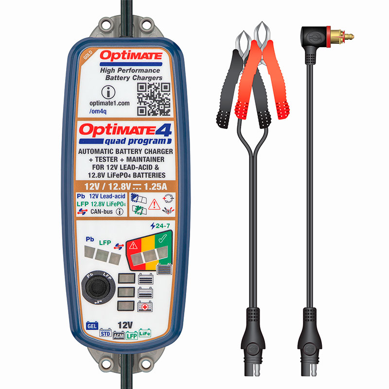 Cargador batería moto Optimate 4 Quad Program Premium | Nilmoto